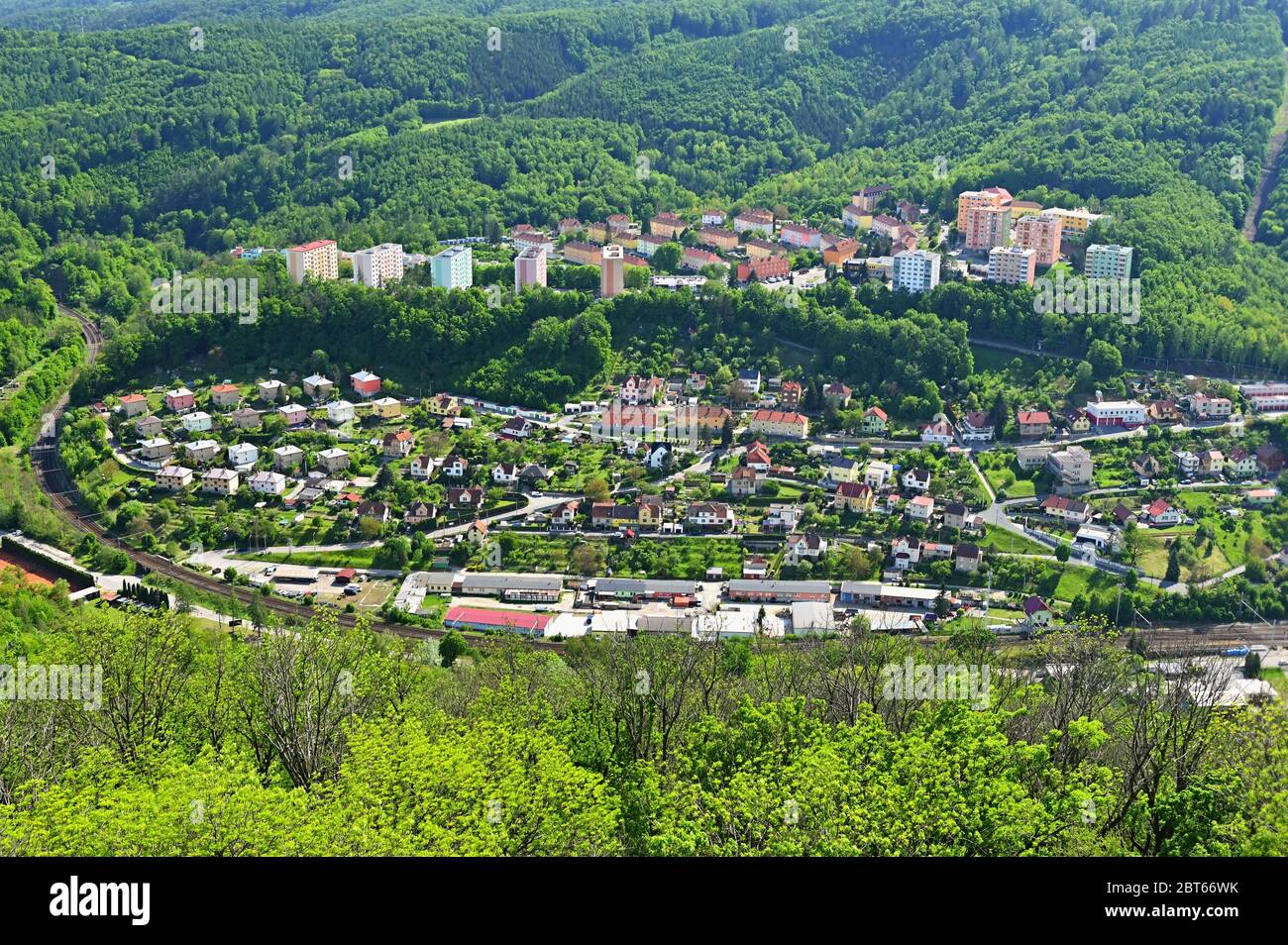 City in the countryside among the forests. Alexander Lookout Tower ...