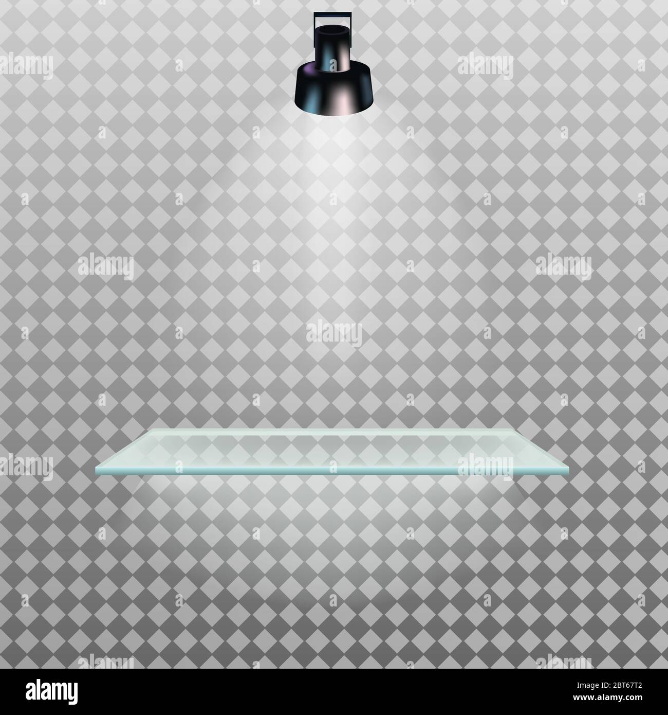 The gallery's interior with led spotlights and glass shelves Stock ...