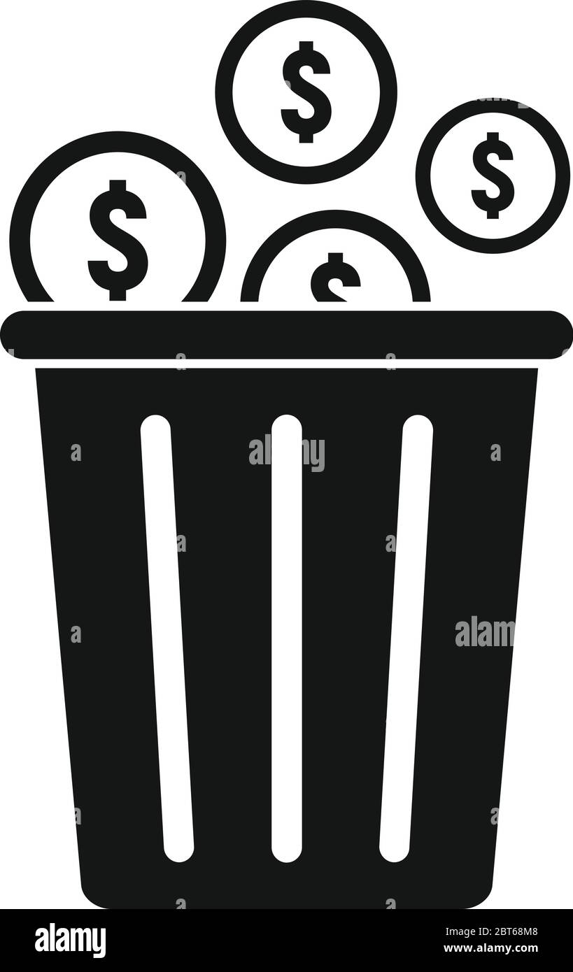 Coins in recycle bag icon. Simple illustration of coins in recycle bag ...