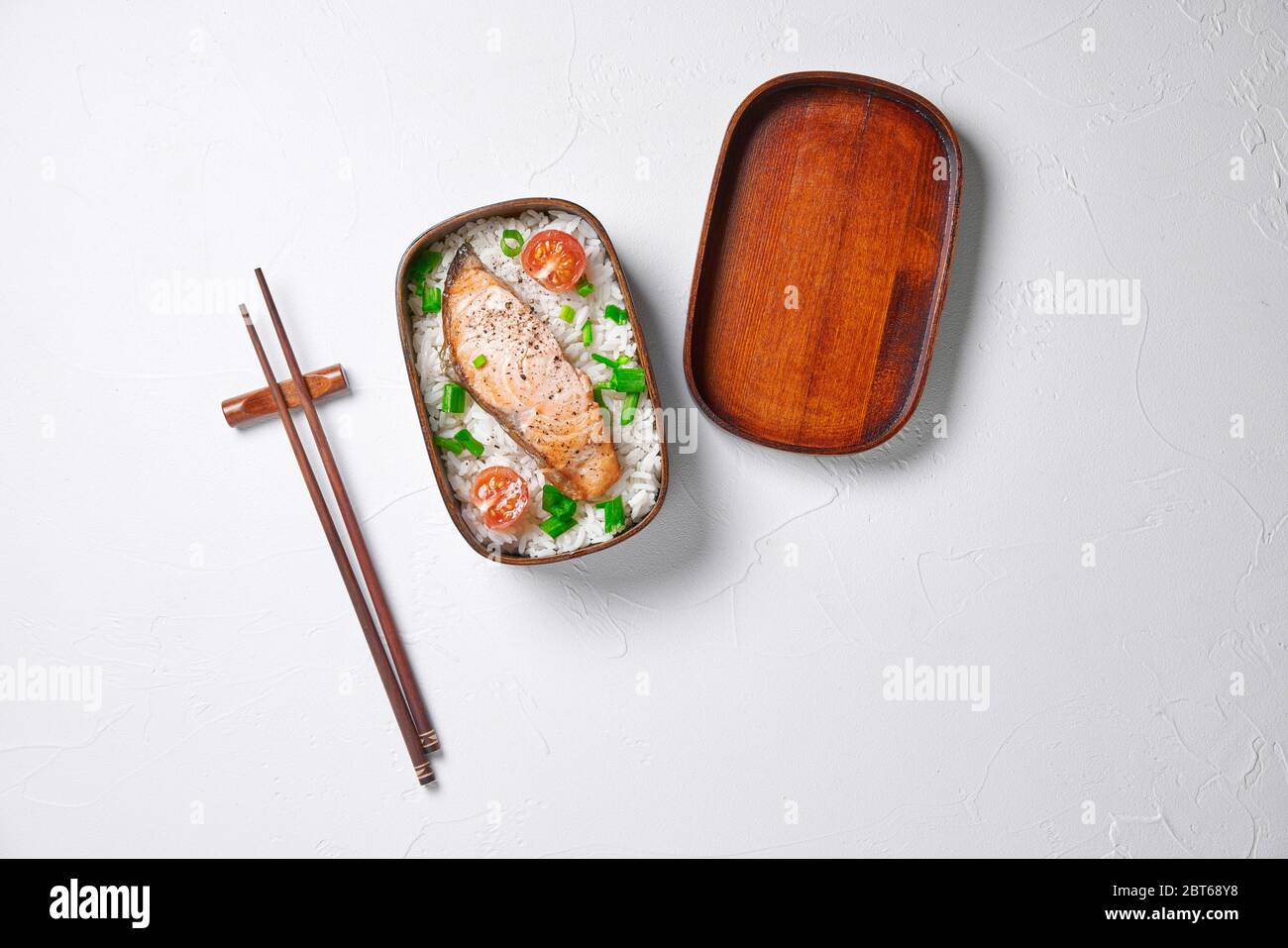 Japanese style lunch bento box. Take away or food delivery concept ...