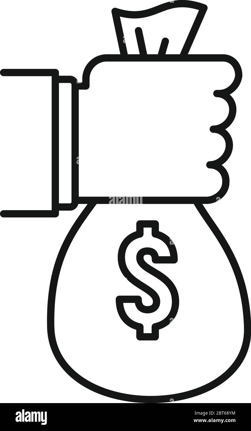 Take wash money bag icon. Outline take wash money bag vector icon for ...