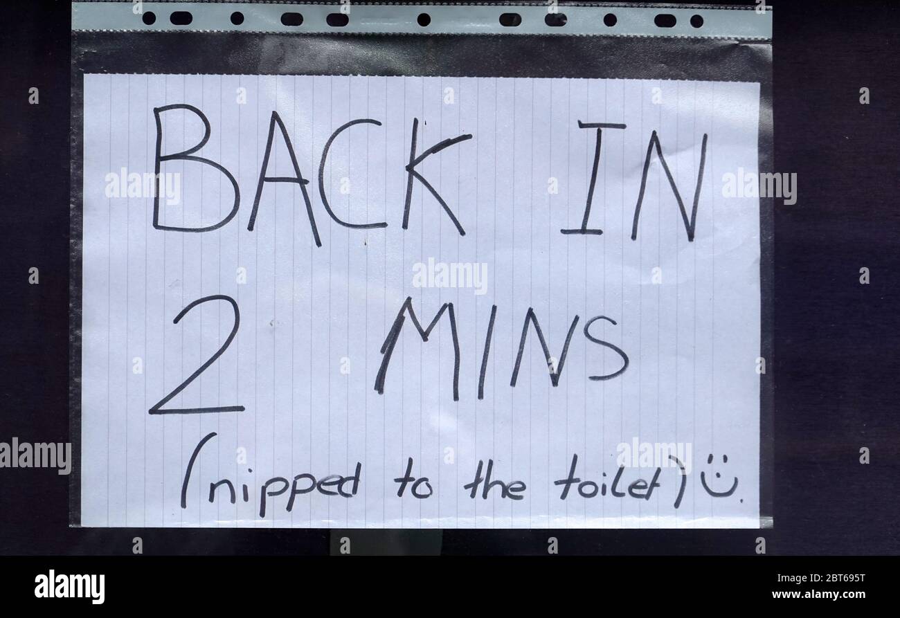 Notice at a shop door in New Mills, Derbyshire Stock Photo - Alamy
