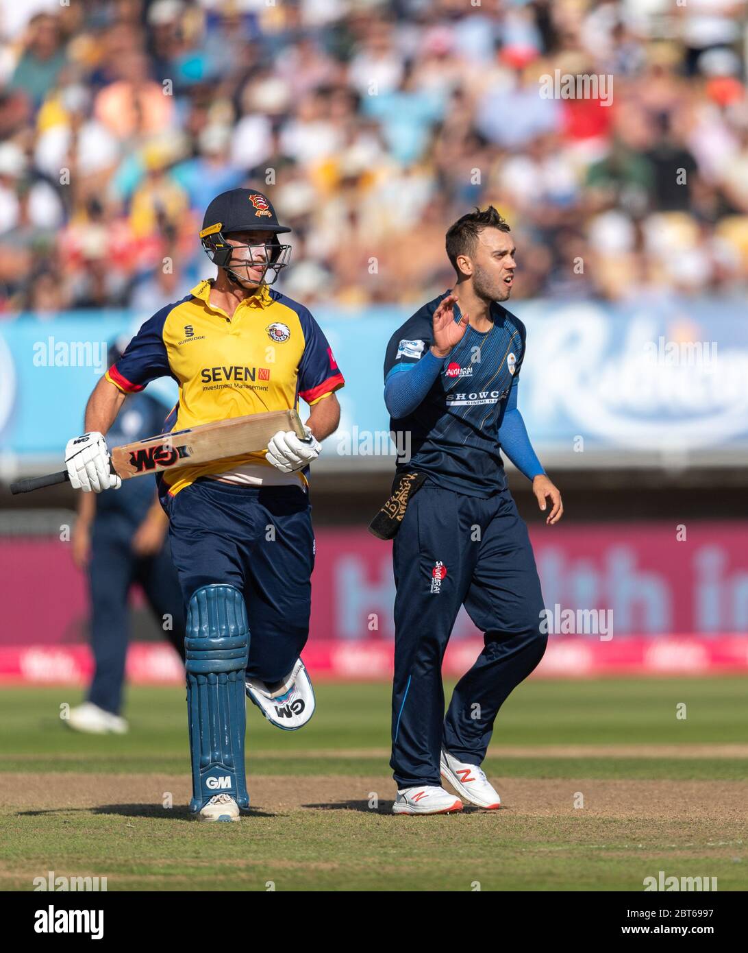 Essex Eagles' Tom Westley running between wickets while Derbyshire Alex ...