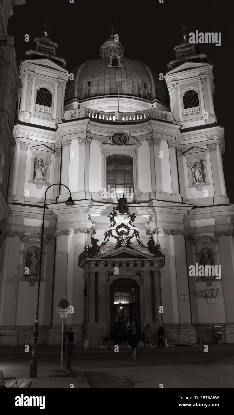 Vienna, Austria - November 4, 2015: Vertical night street view of ...