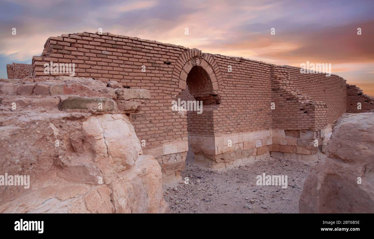 Ruins of Qasr Tuba castle built in the 8th century during the Umayyad ...