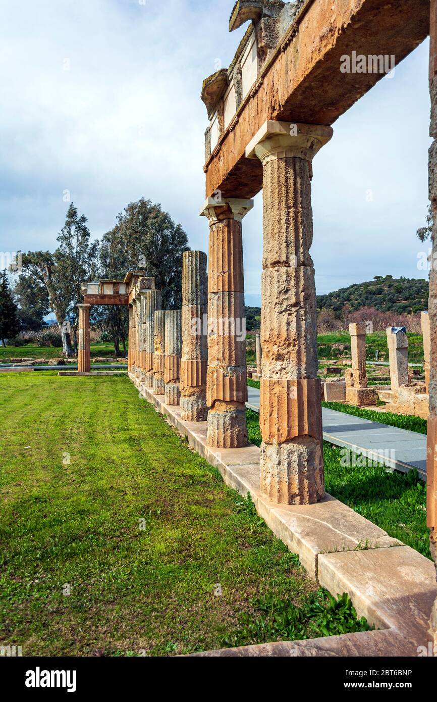 Temple of Artemis in archaeological site of Brauron, Attica, Greece ...