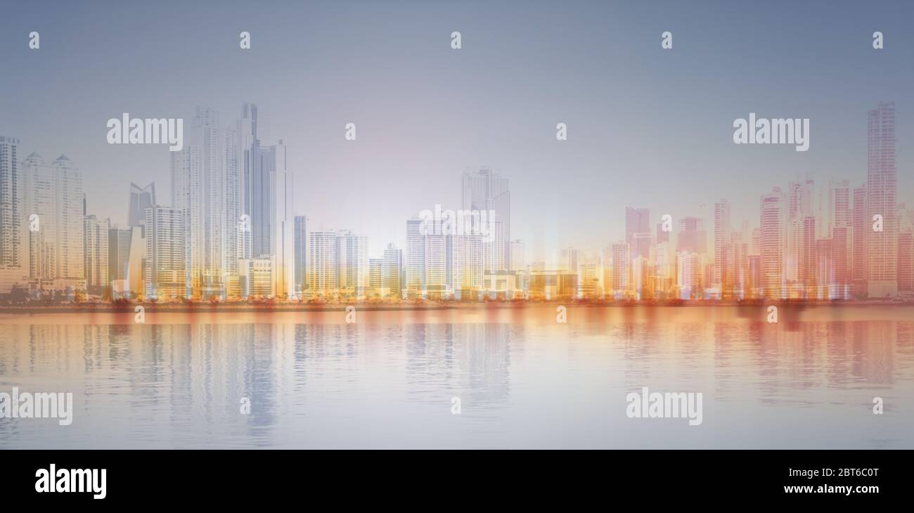 Abstract city skyline, skyscraper and real estate concept Stock Photo ...