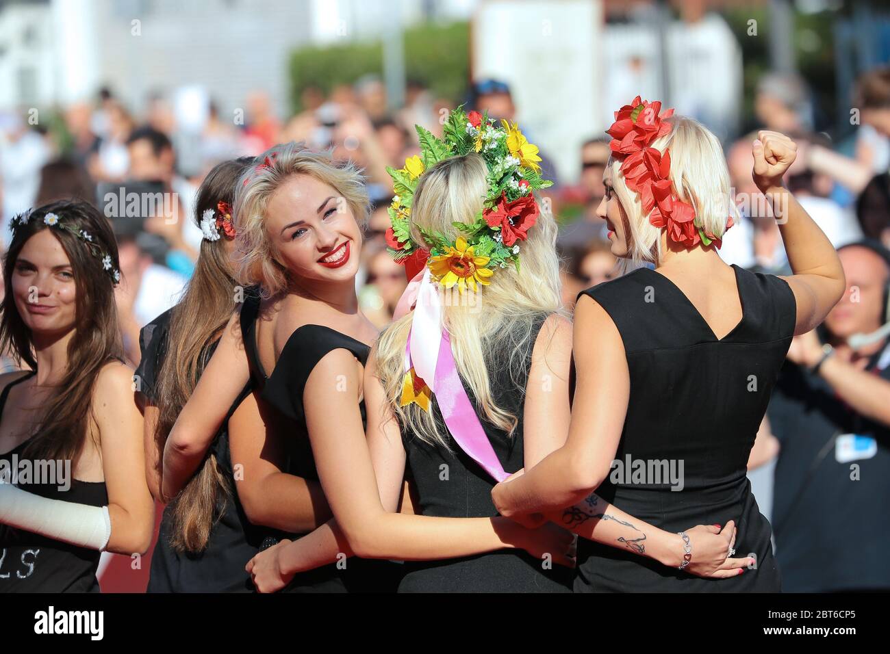 VENICE, ITALY - SEPTEMBER 05: Kitty Green, Femen activists Inna Shevchenko, Sasha Shevchenko and ...