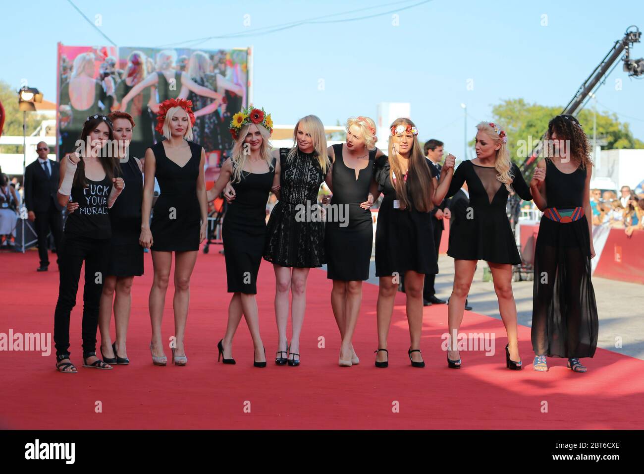 VENICE, ITALY - SEPTEMBER 05: Kitty Green, Femen activists Inna Shevchenko, Sasha Shevchenko and ...
