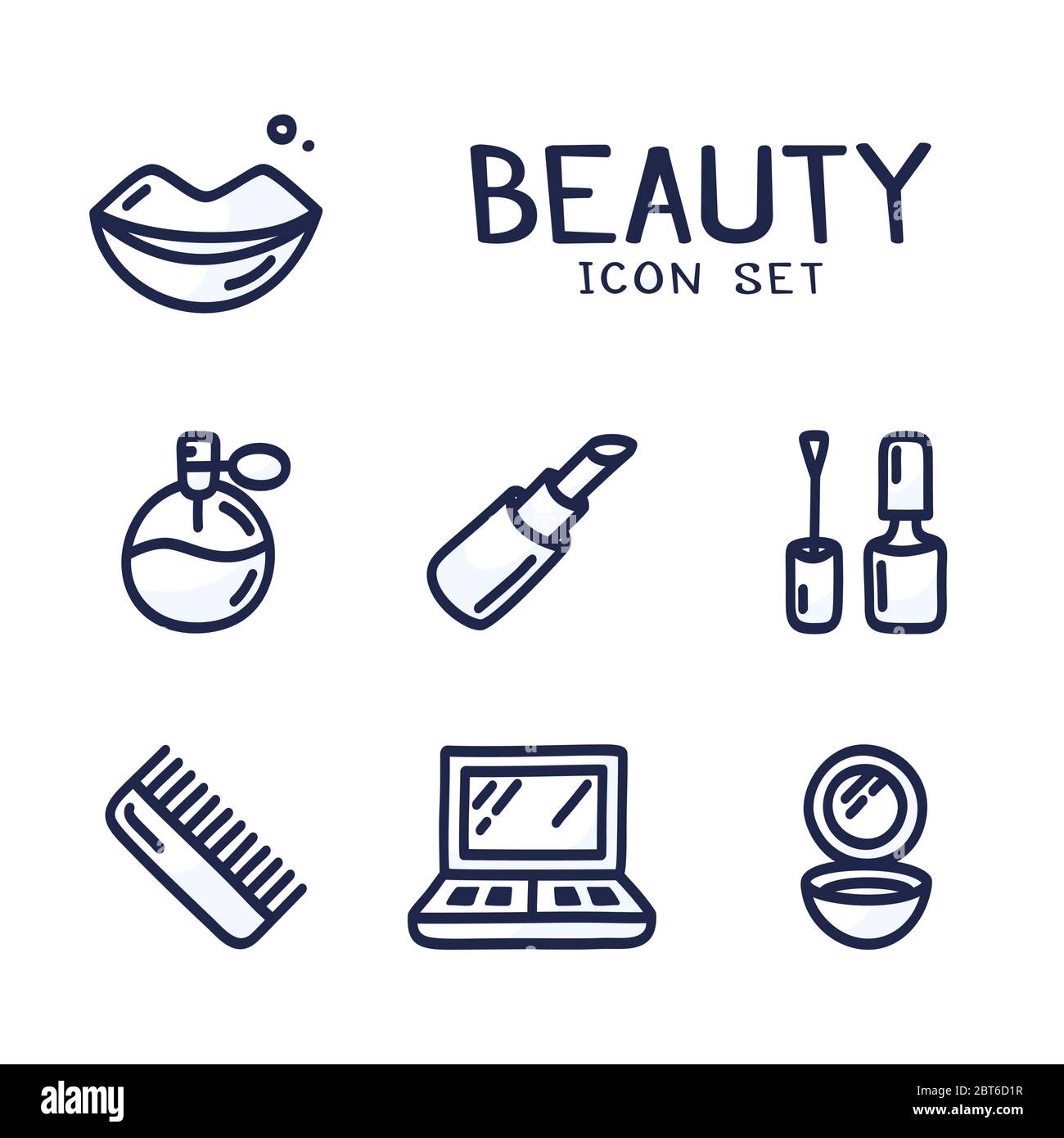 Hand drawn cartoon icons set of cosmetics, beauty, spa and symbols ...