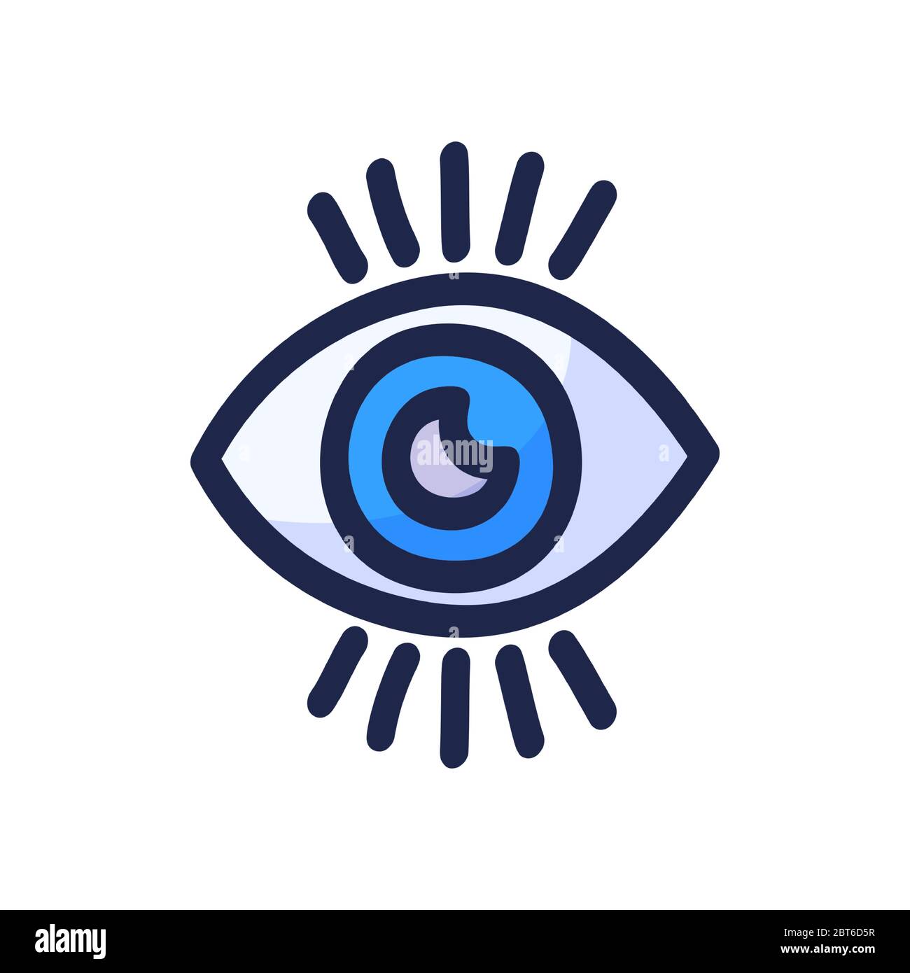 Hand drawn blue eye doodle icon. Hand drawn black sketch. Sign symbol ...