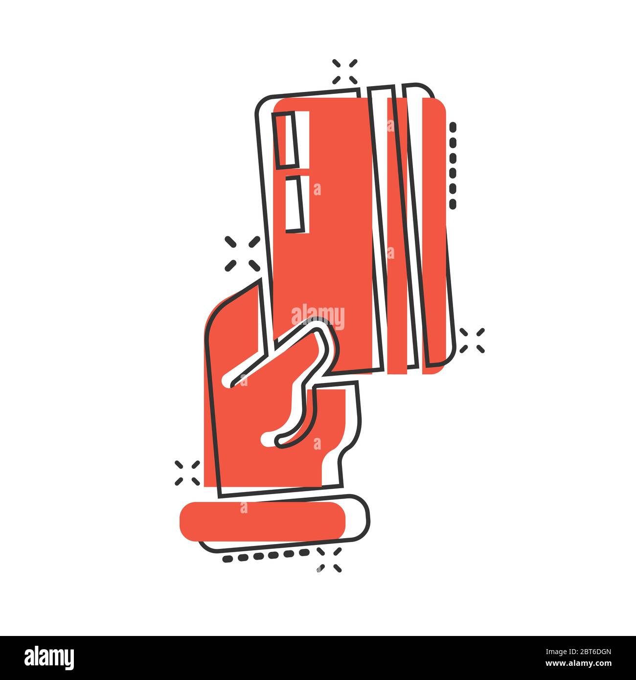 Credit card with hand icon in comic style. Payment cartoon vector ...