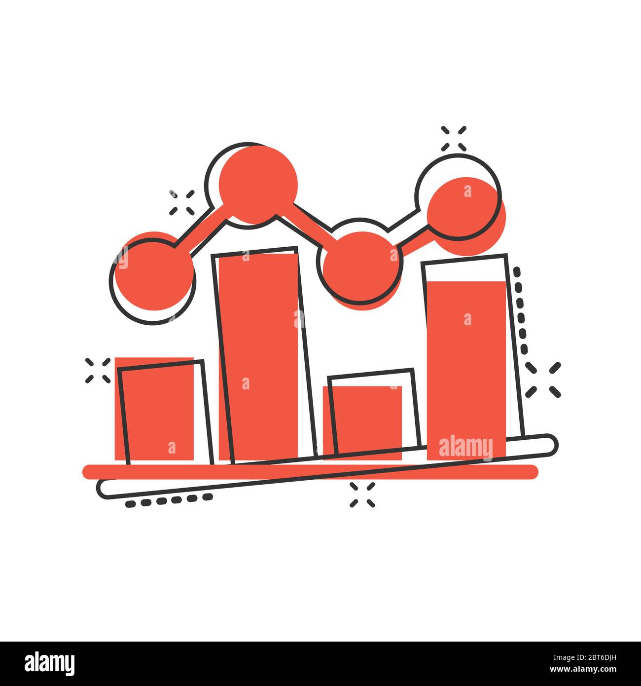 Chart graph icon in comic style. Arrow grow cartoon vector illustration ...
