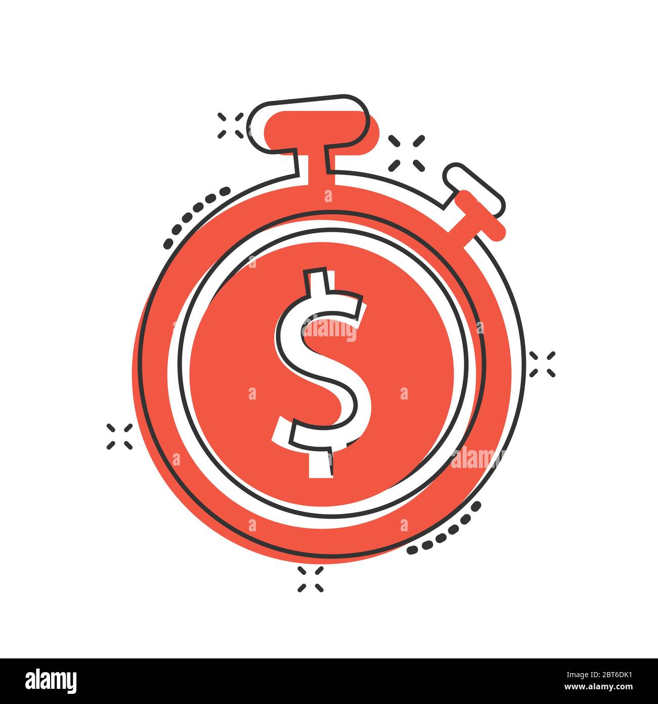 Time is money icon in comic style. Clock with dollar cartoon vector ...