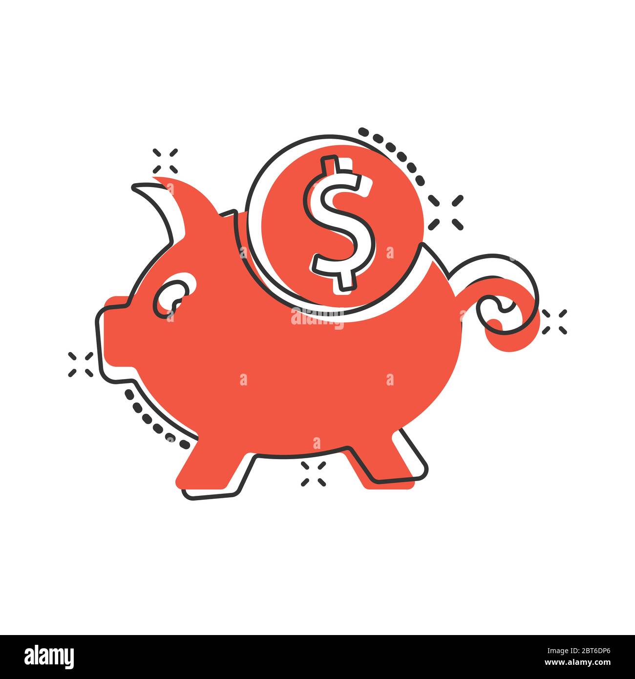 Money box icon in comic style. Pig container cartoon vector ...