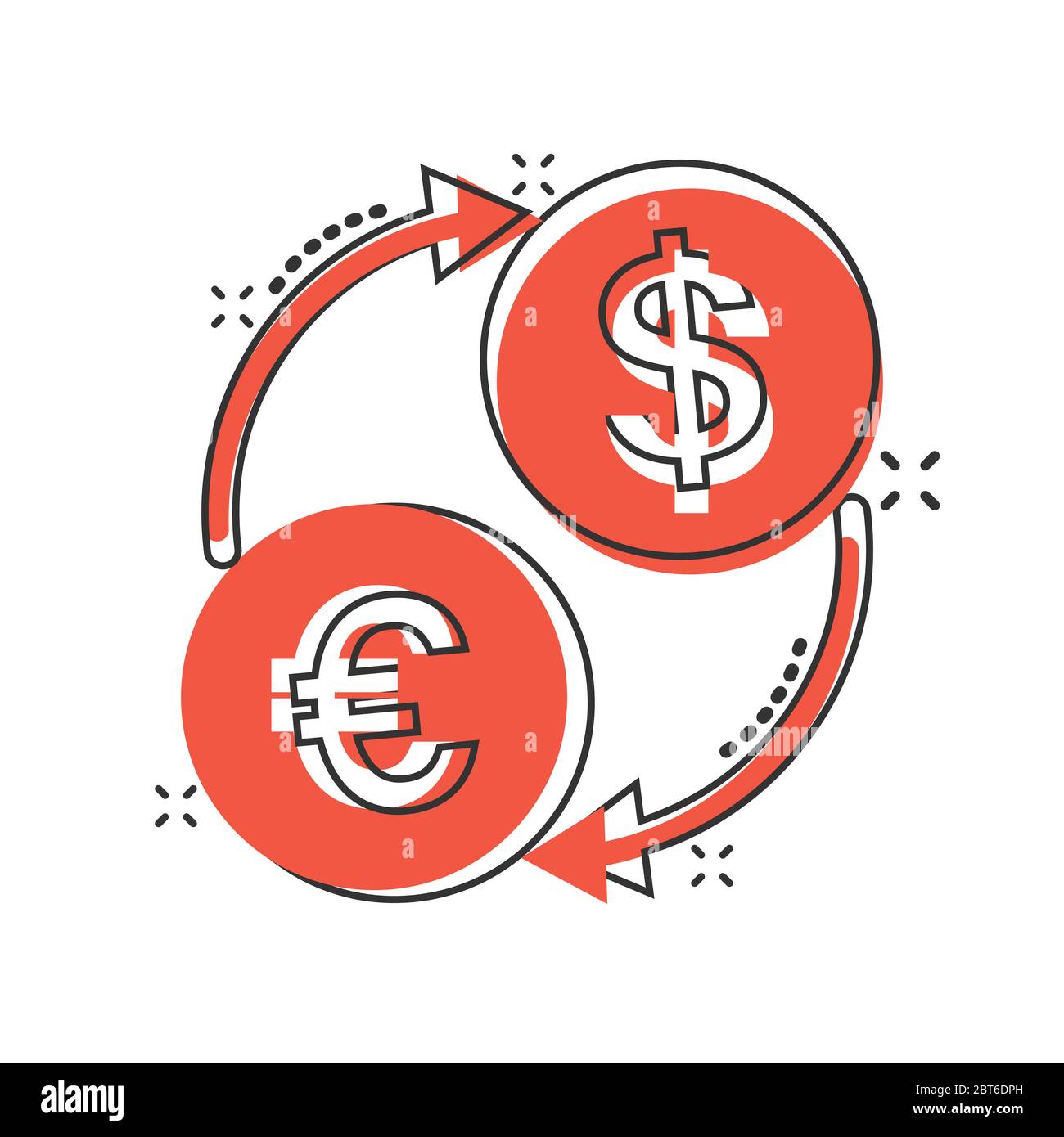 Currency exchange icon in comic style. Dollar euro transfer cartoon ...
