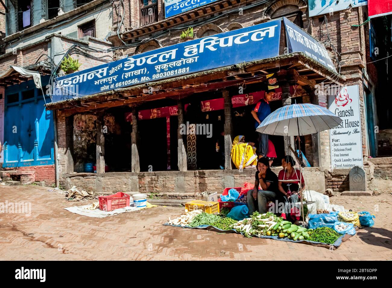 Kathmandu-Bhaktapur. Market traders in the main square of the 17th ...