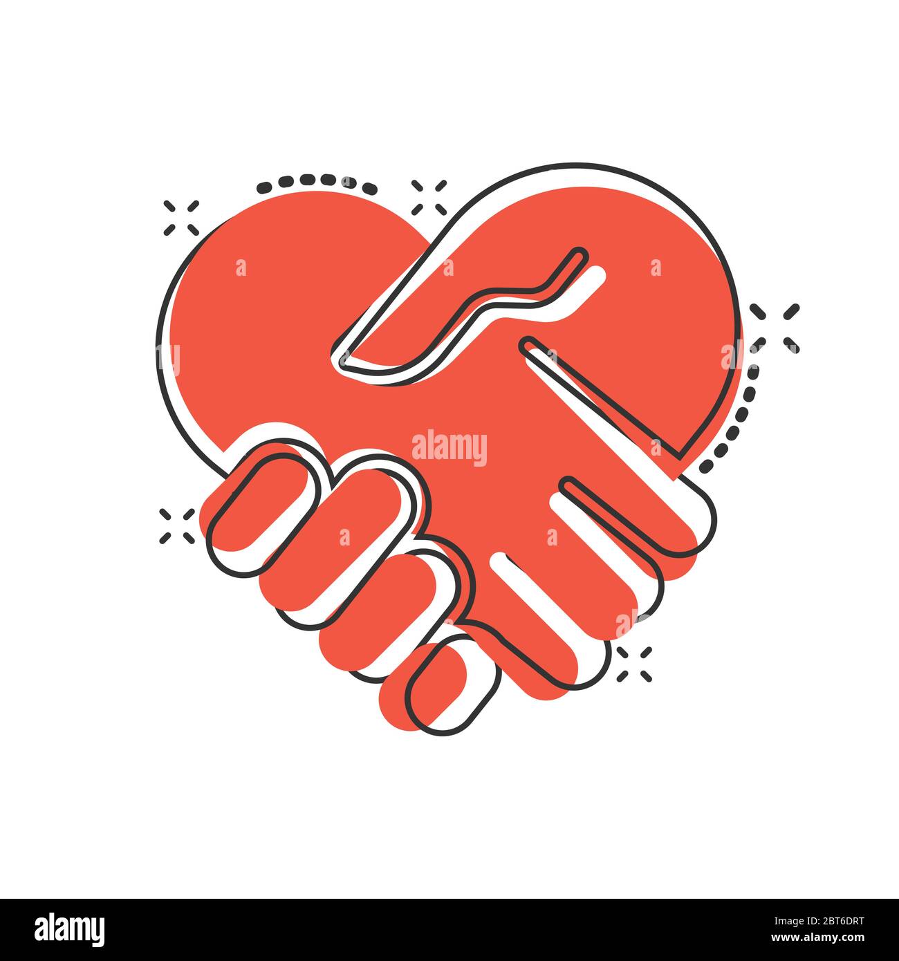 Handshake icon in comic style. Partnership deal cartoon vector ...