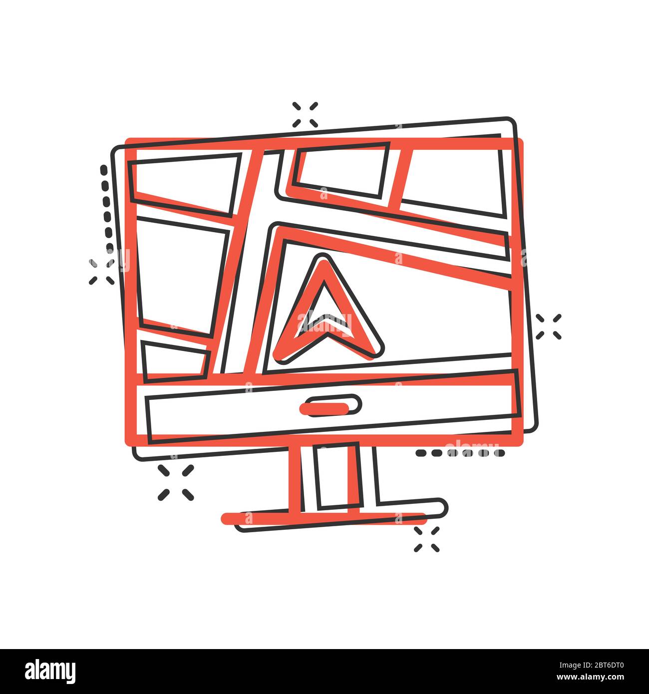 Computer navigation icon in comic style. Monitor pin gps cartoon vector ...