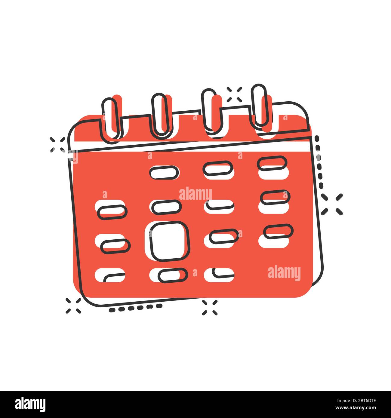 Calendar icon in comic style. Agenda cartoon vector illustration on ...