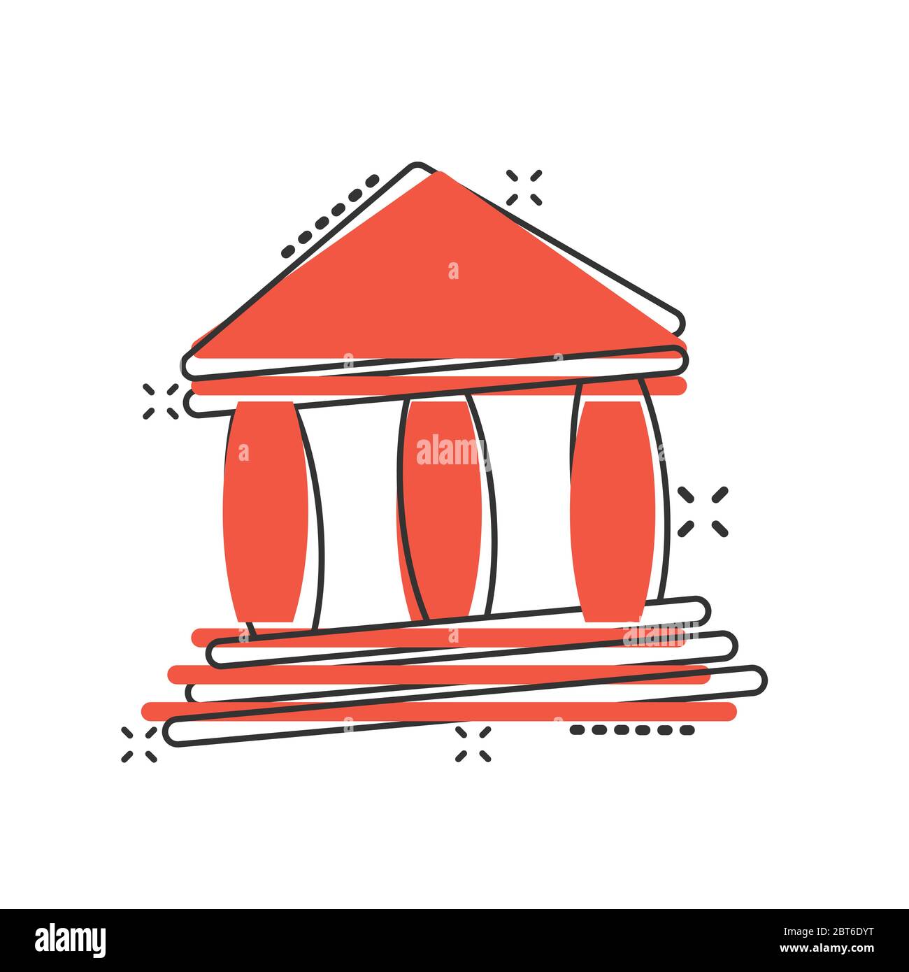 Bank building icon in comic style. Government architecture cartoon ...