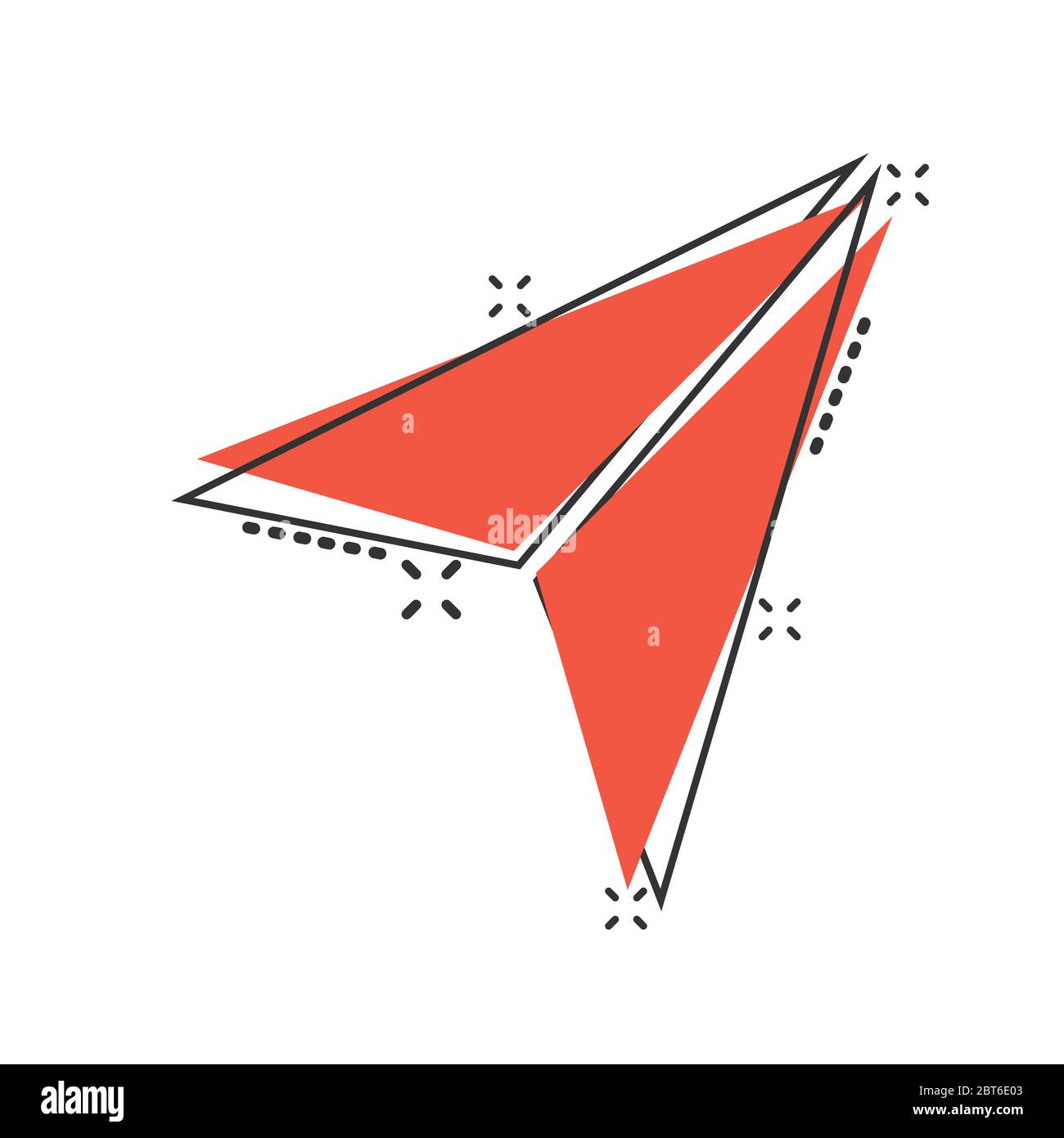 Paper plane icon in comic style. Sent message cartoon vector ...