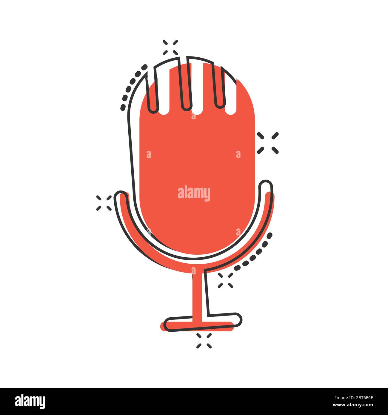 Microphone icon in comic style. Studio mike cartoon vector illustration ...