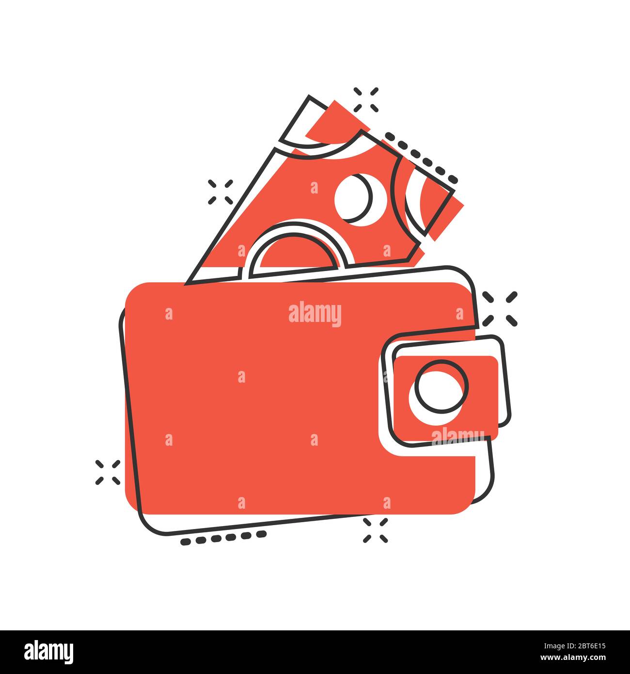 Wallet icon in comic style. Purse vector cartoon illustration on white ...