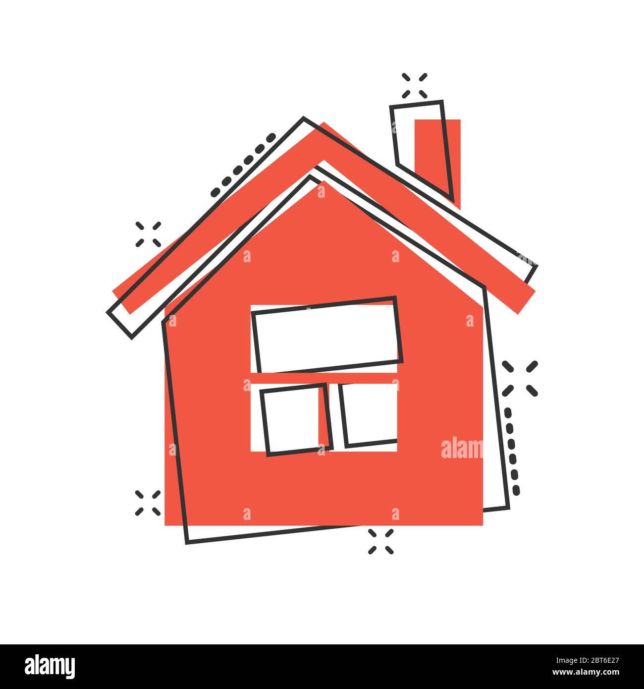 Building icon in comic style. Home cartoon vector illustration on white ...