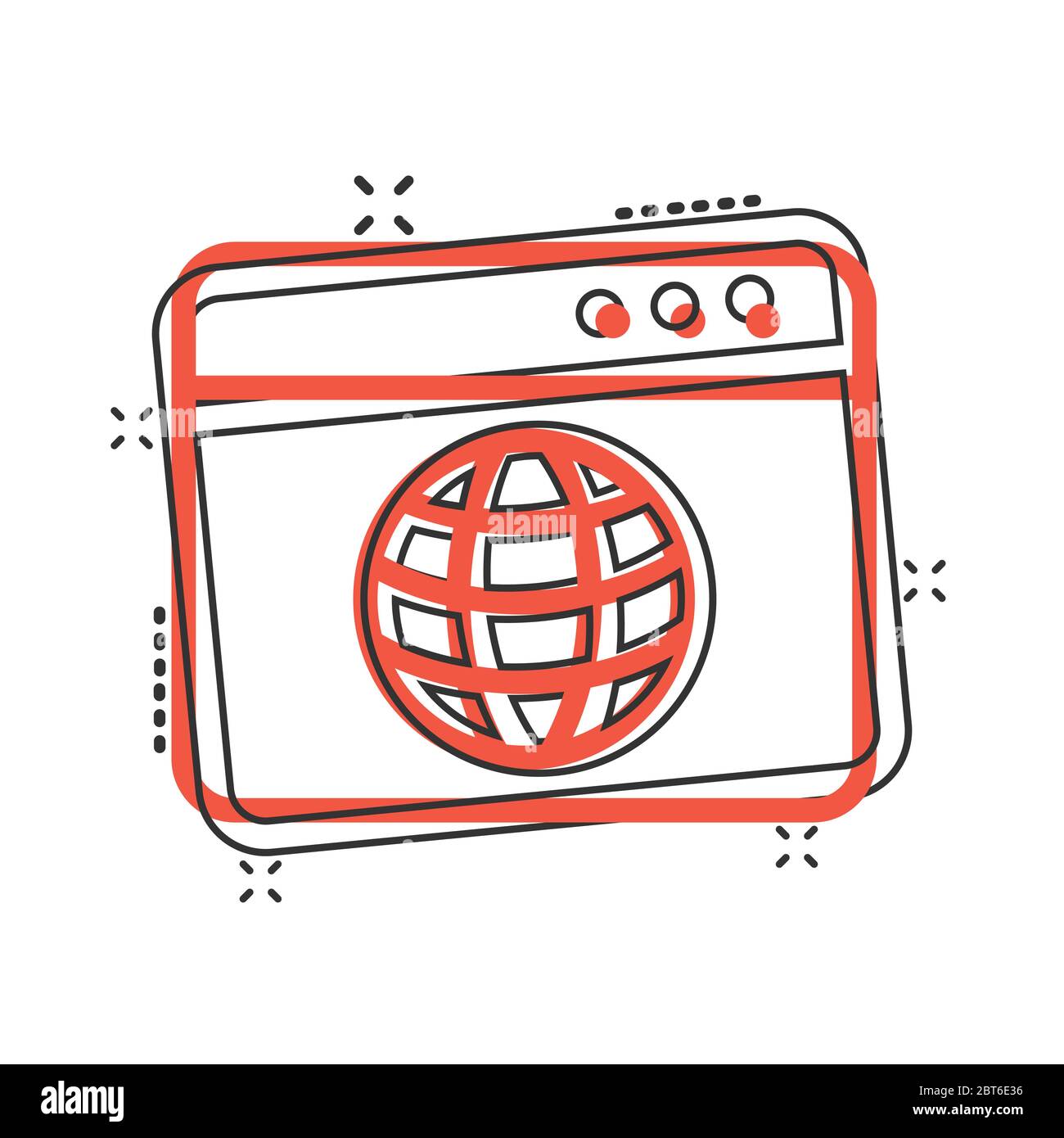 Website domain icon in comic style. Global internet address cartoon ...