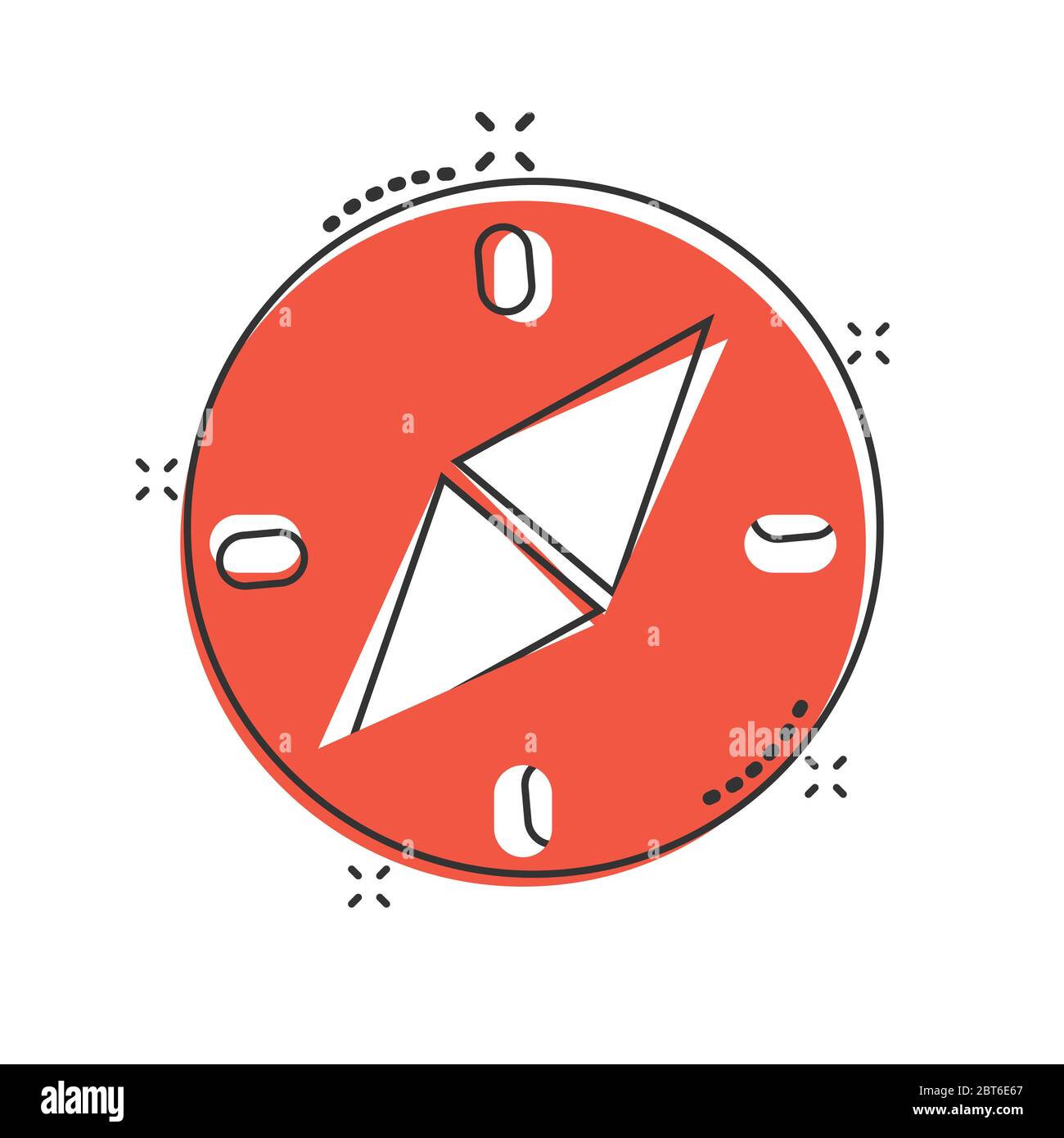 Compass icon in comic style. Navigation equipment cartoon vector ...
