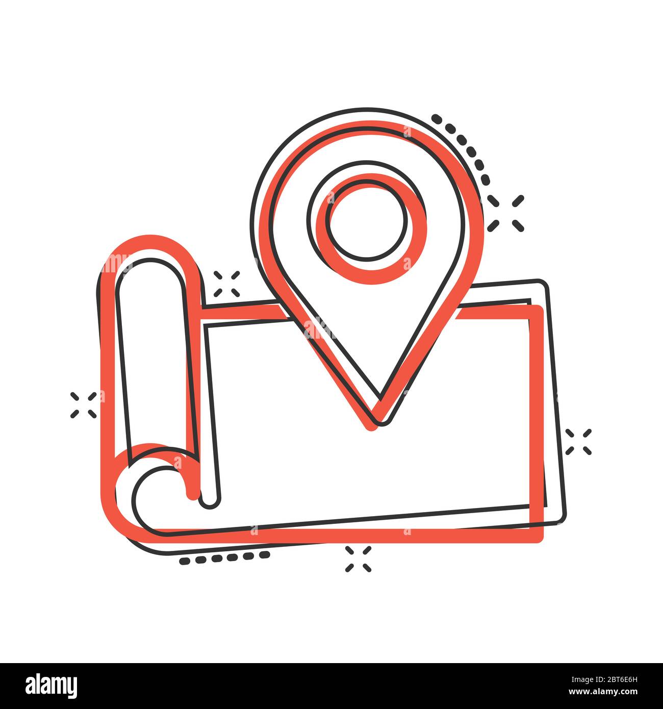 Map pin icon in comic style. GPS navigation cartoon vector illustration ...