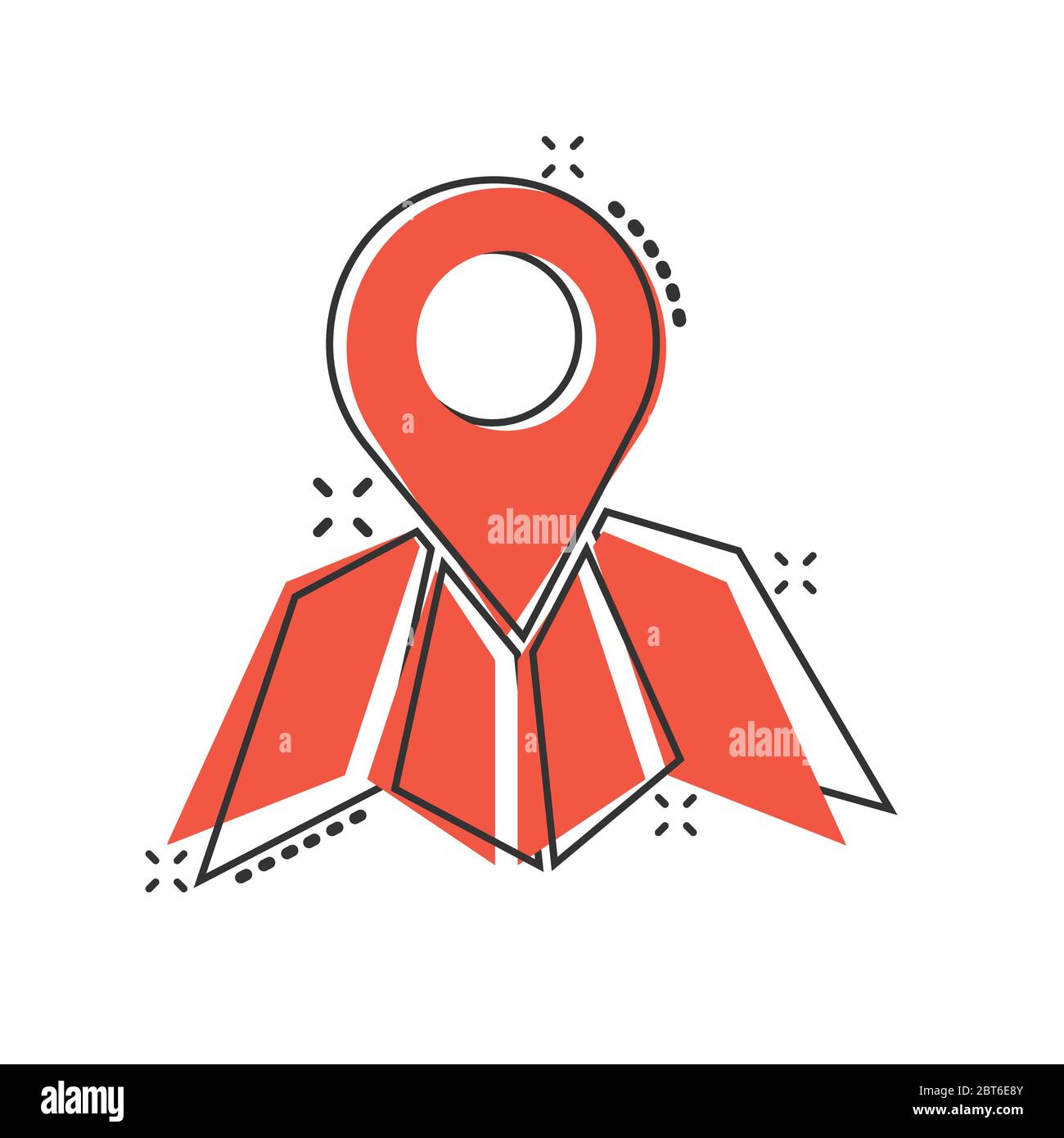 Map pin icon in comic style. GPS navigation cartoon vector illustration ...