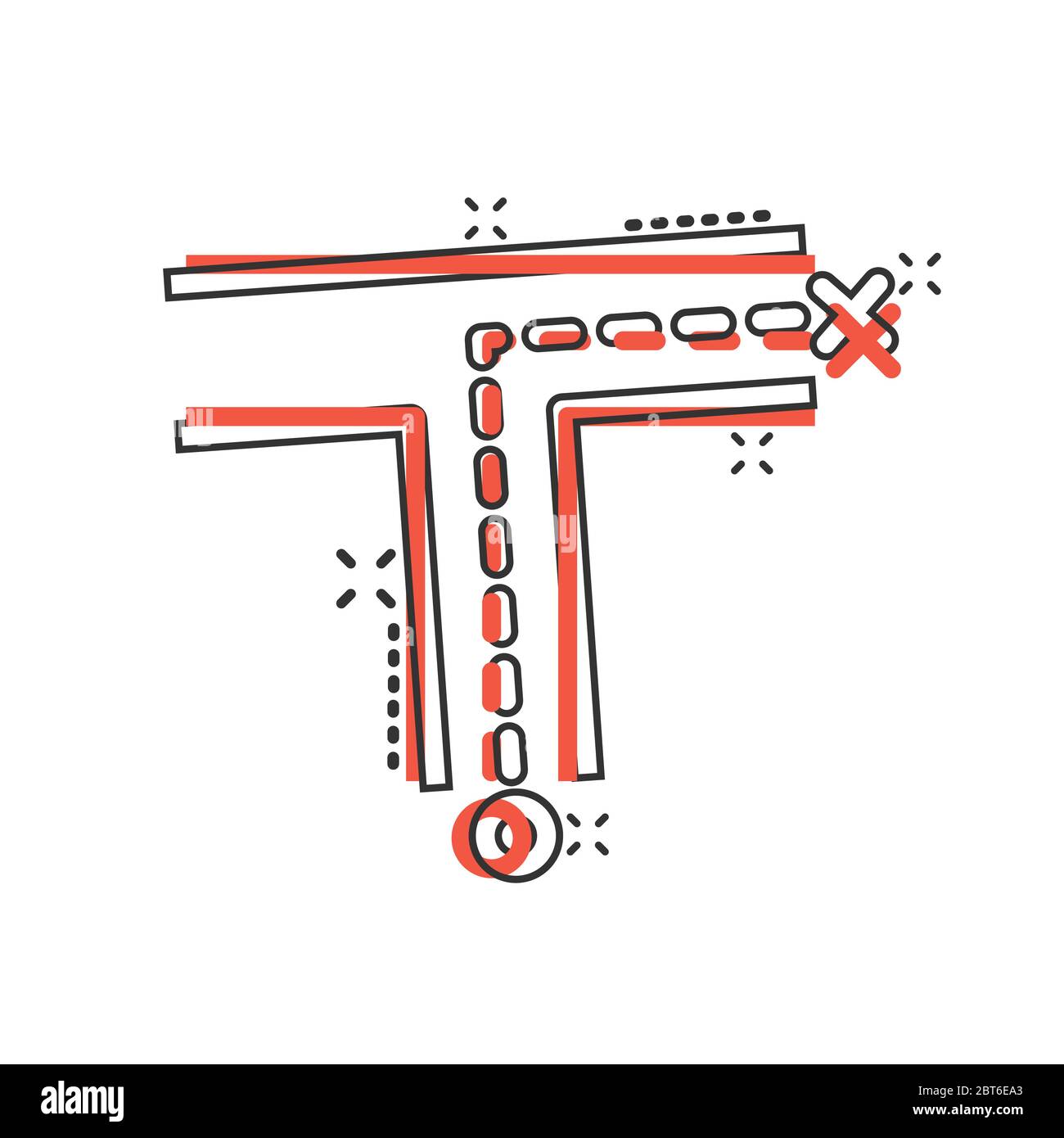 Crossroad icon in comic style. Road direction navigation cartoon vector ...