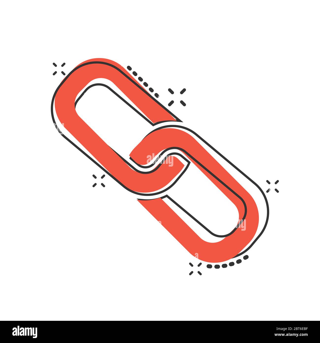 Chain icon in comic style. Network hyperlink cartoon vector ...