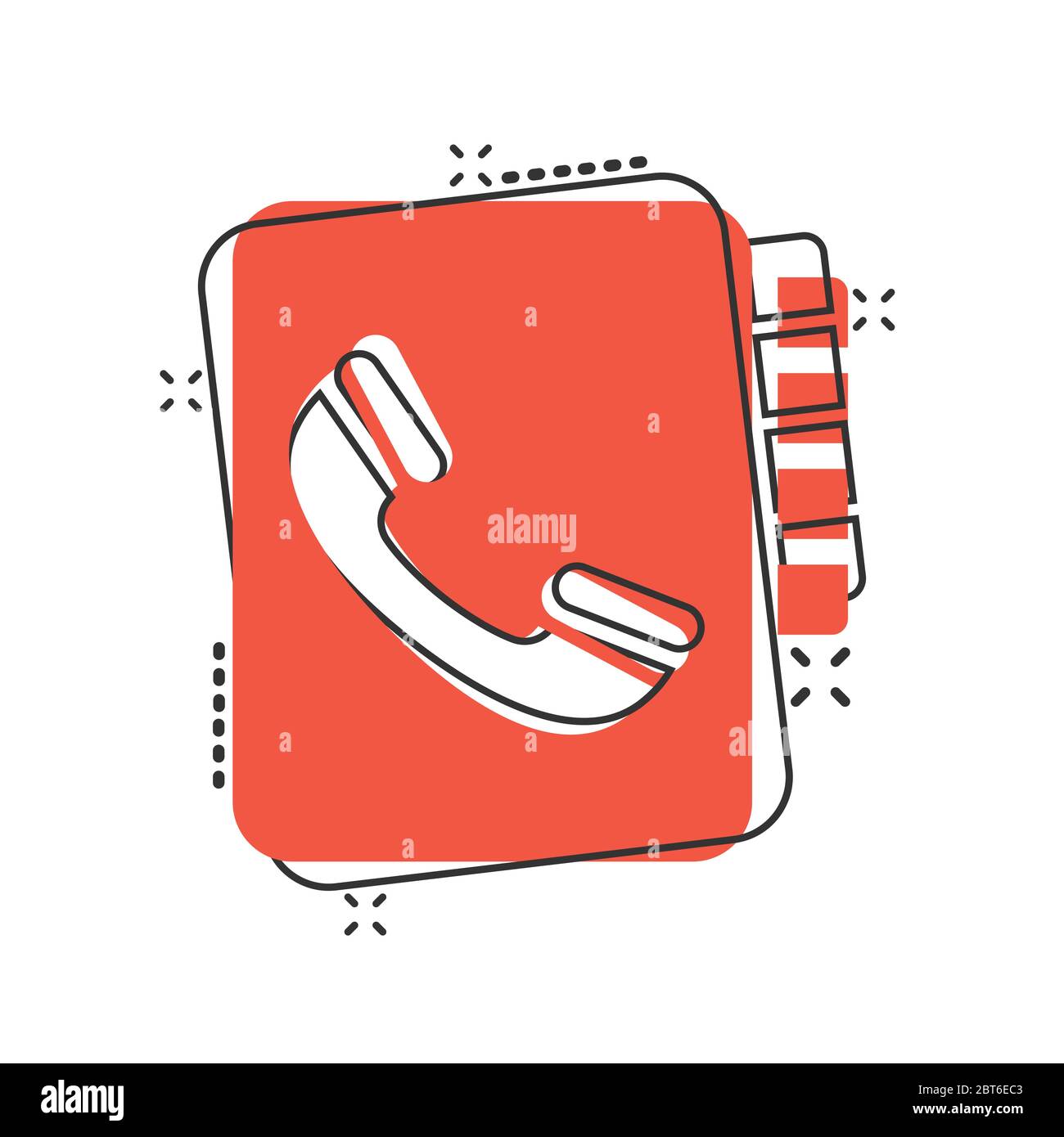 Address phone book icon in comic style. Telephone notebook cartoon ...