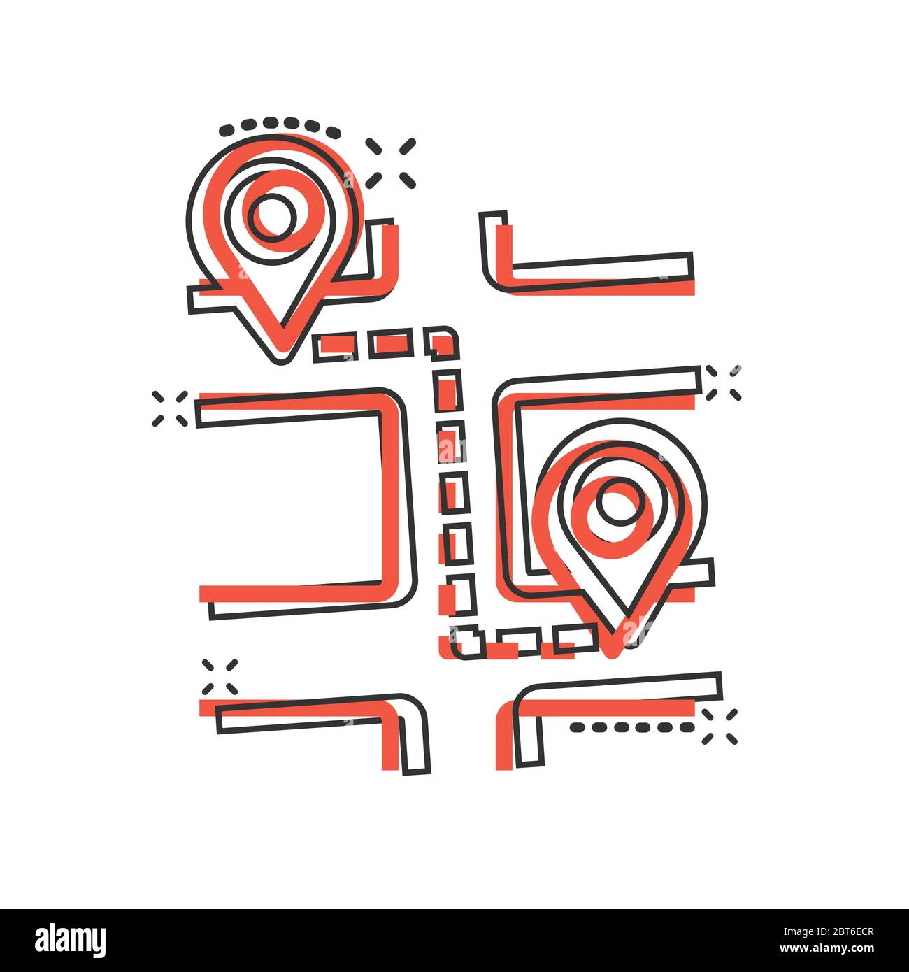 Map pin icon in comic style. GPS navigation cartoon vector illustration ...