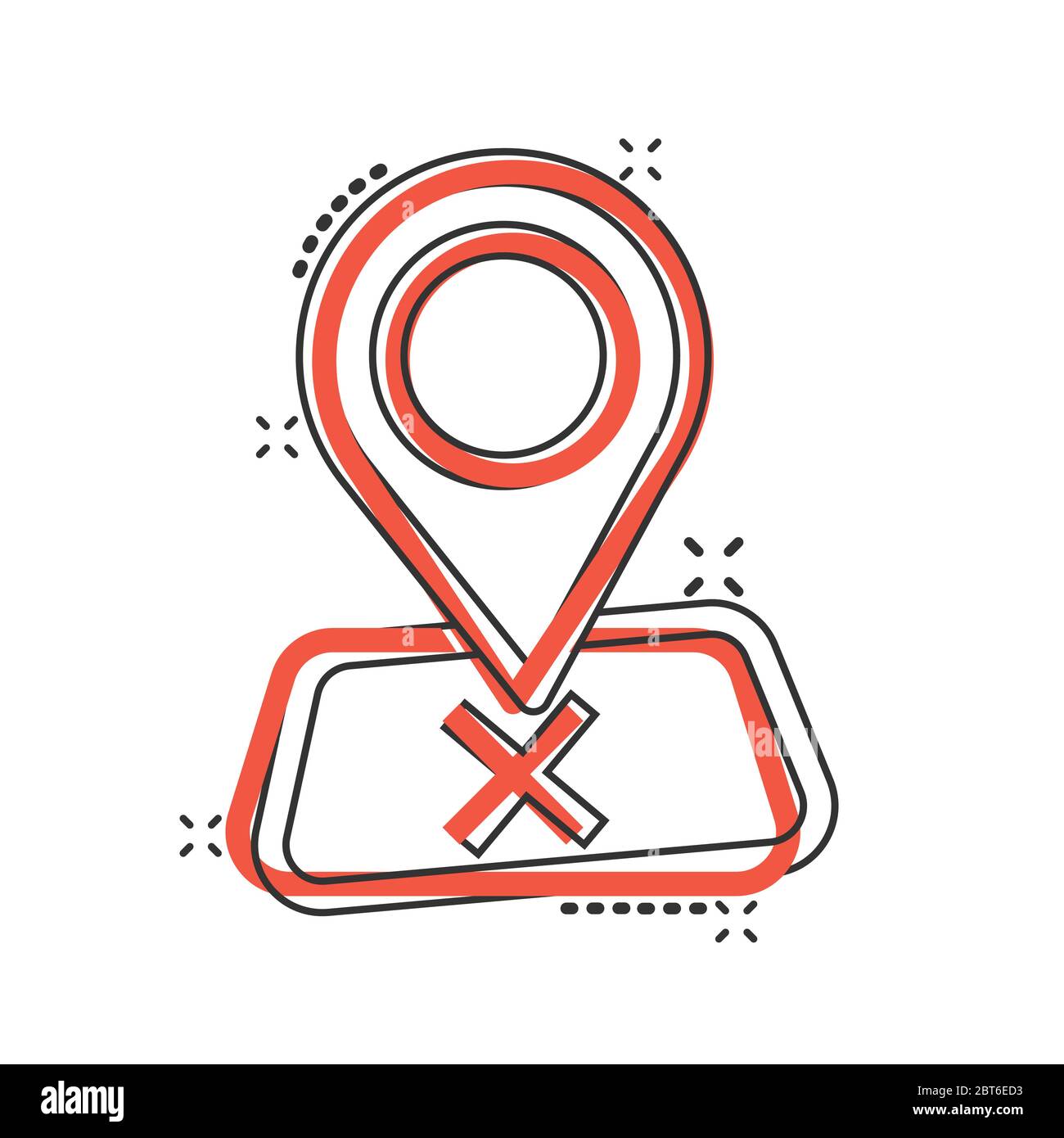Map pin icon in comic style. GPS navigation cartoon vector illustration ...