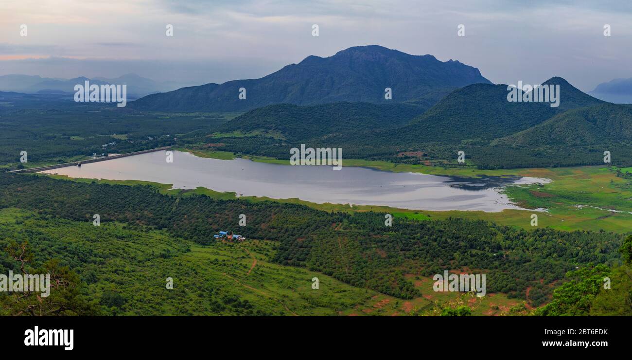 beautiful water dam top view, amazing landscape view, panorama ...