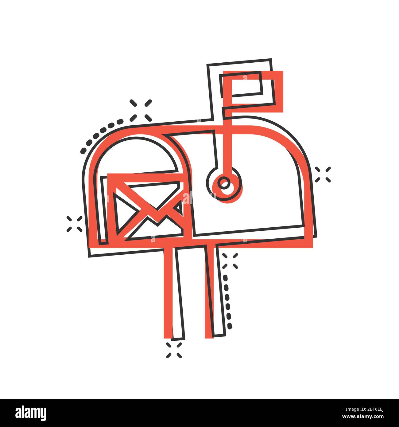 Mailbox icon in comic style. Postbox cartoon vector illustration on ...
