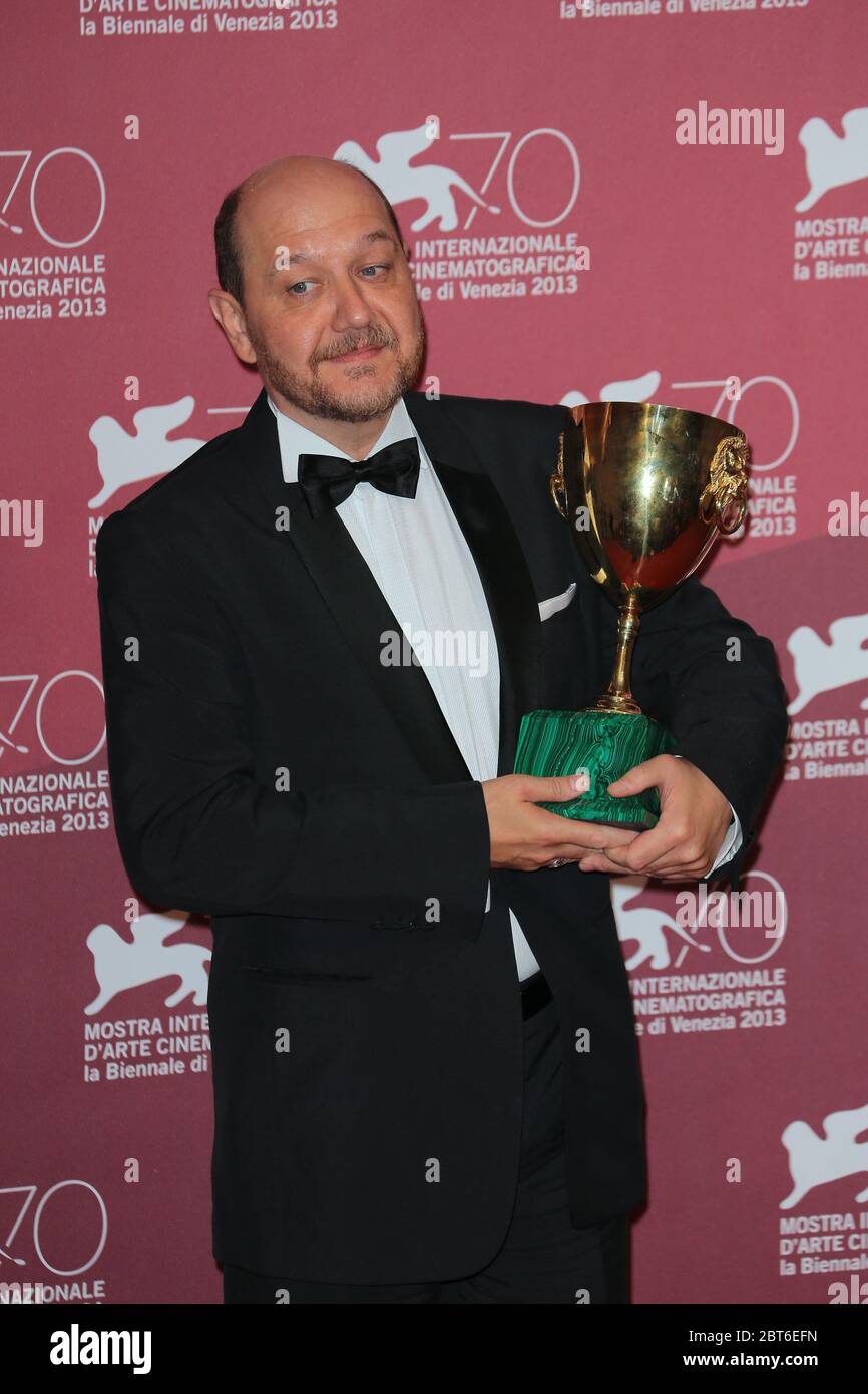 VENICE, ITALY - SEPTEMBER 07: Themis Panou poses with the Best Actor ...