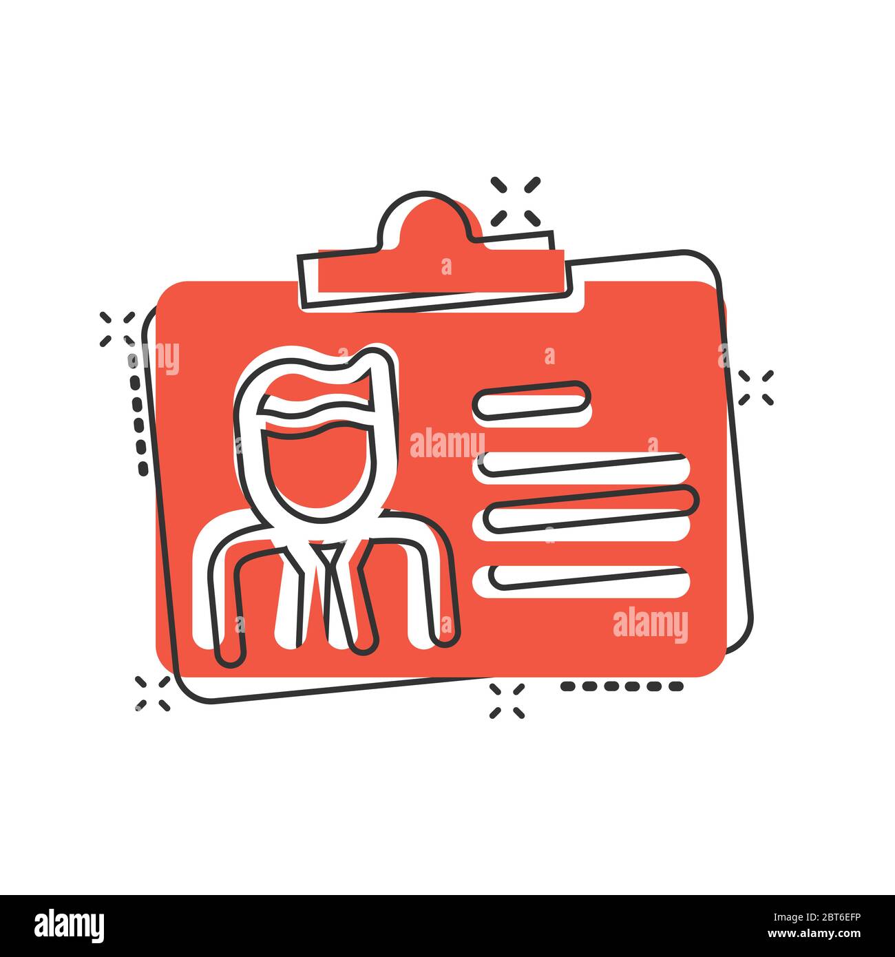Id card icon in comic style. Identity tag cartoon vector illustration ...