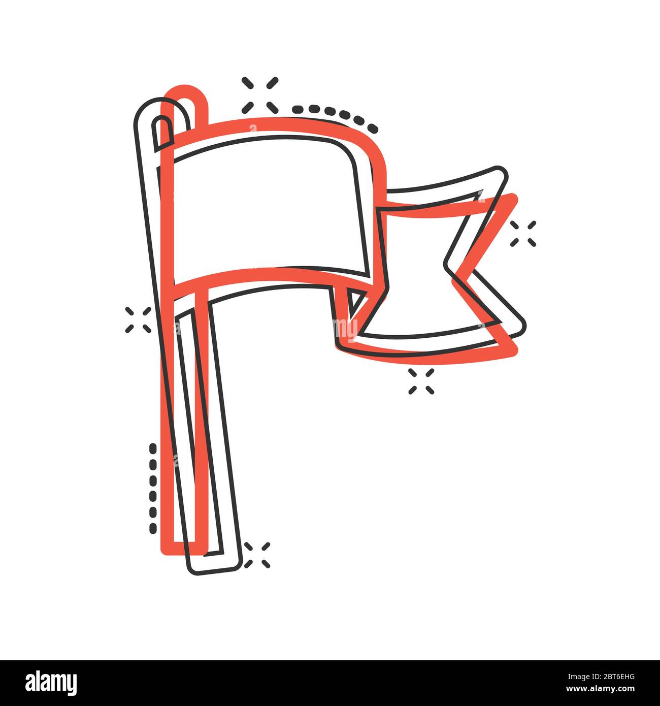 Flag icon in comic style. Pin cartoon vector illustration on white ...