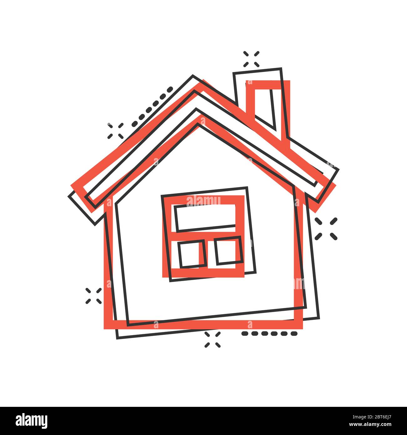Building icon in comic style. Home cartoon vector illustration on white ...