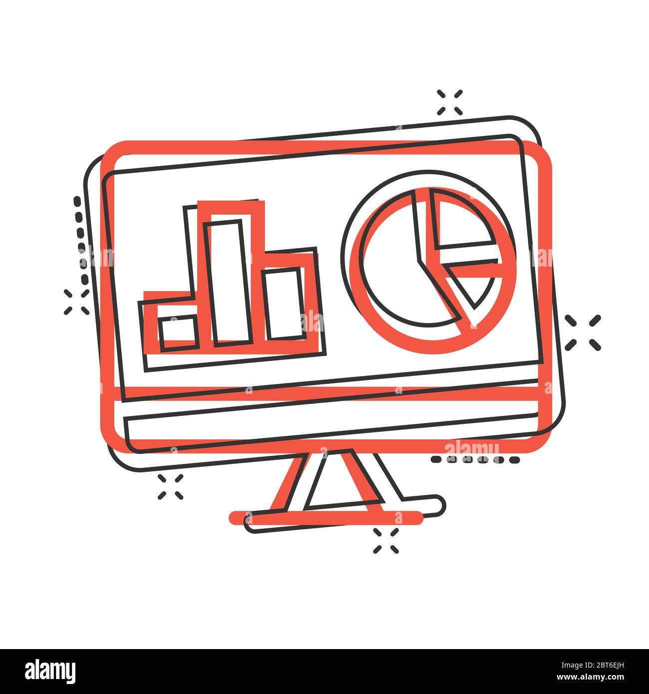 Website analytics icon in comic style. SEO data cartoon vector ...