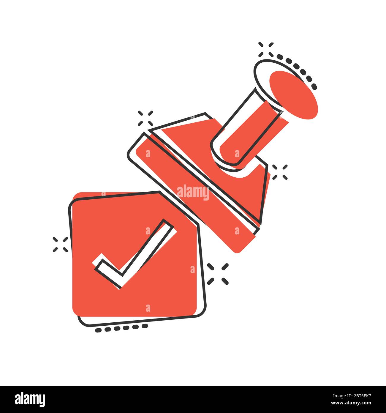Approve stamp icon in comic style. Accept check mark cartoon vector ...