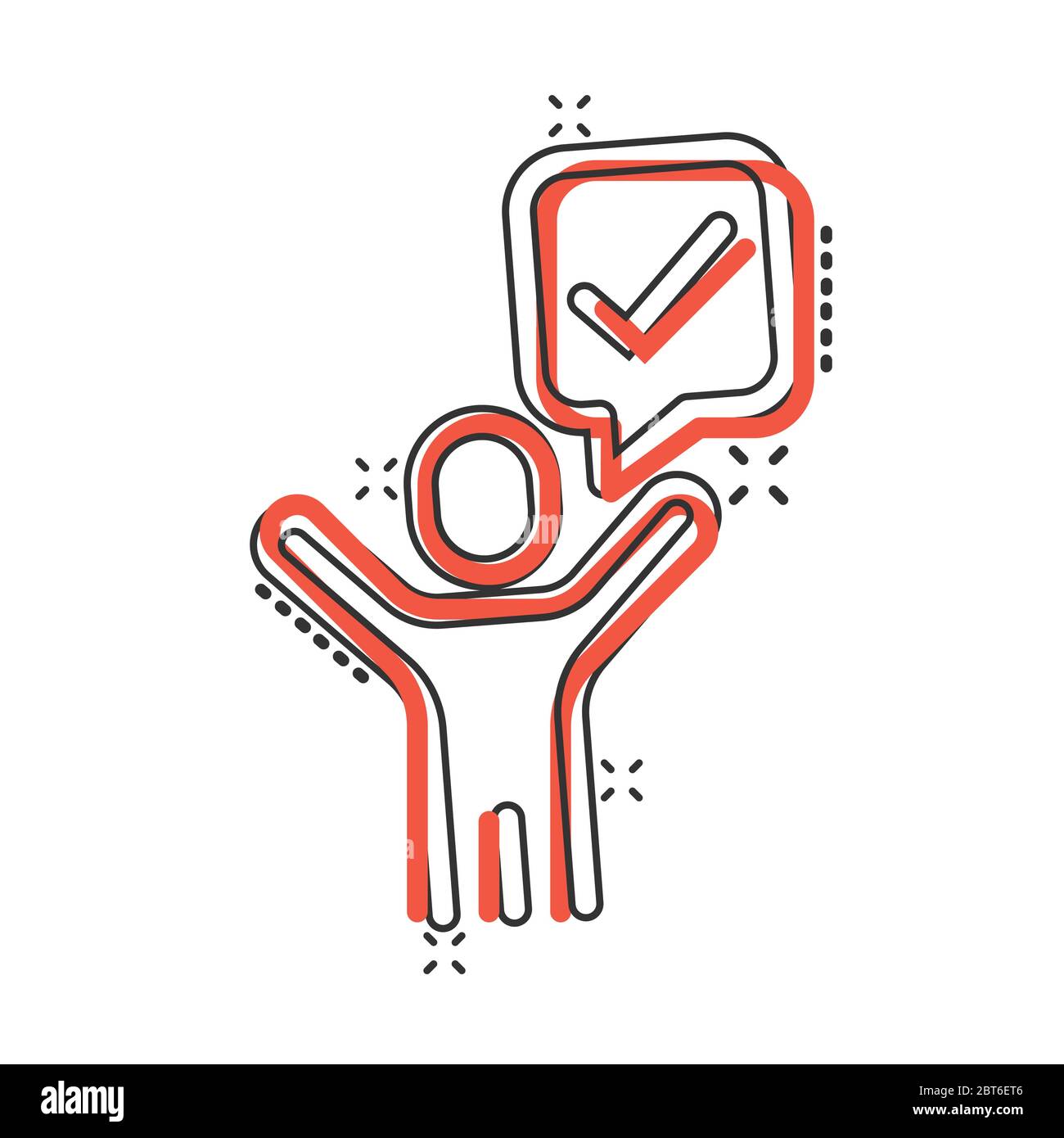 Organization management icon in comic style. People with check mark ...