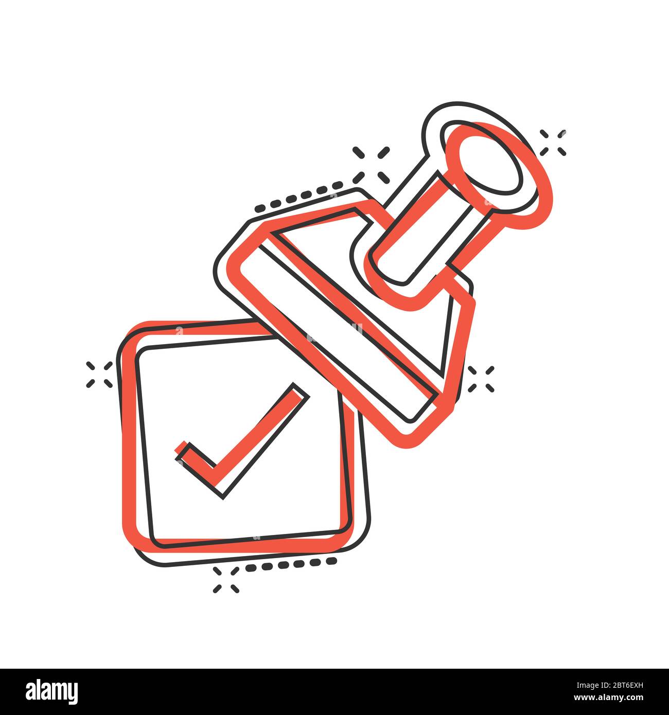 Approve stamp icon in comic style. Accept check mark cartoon vector ...