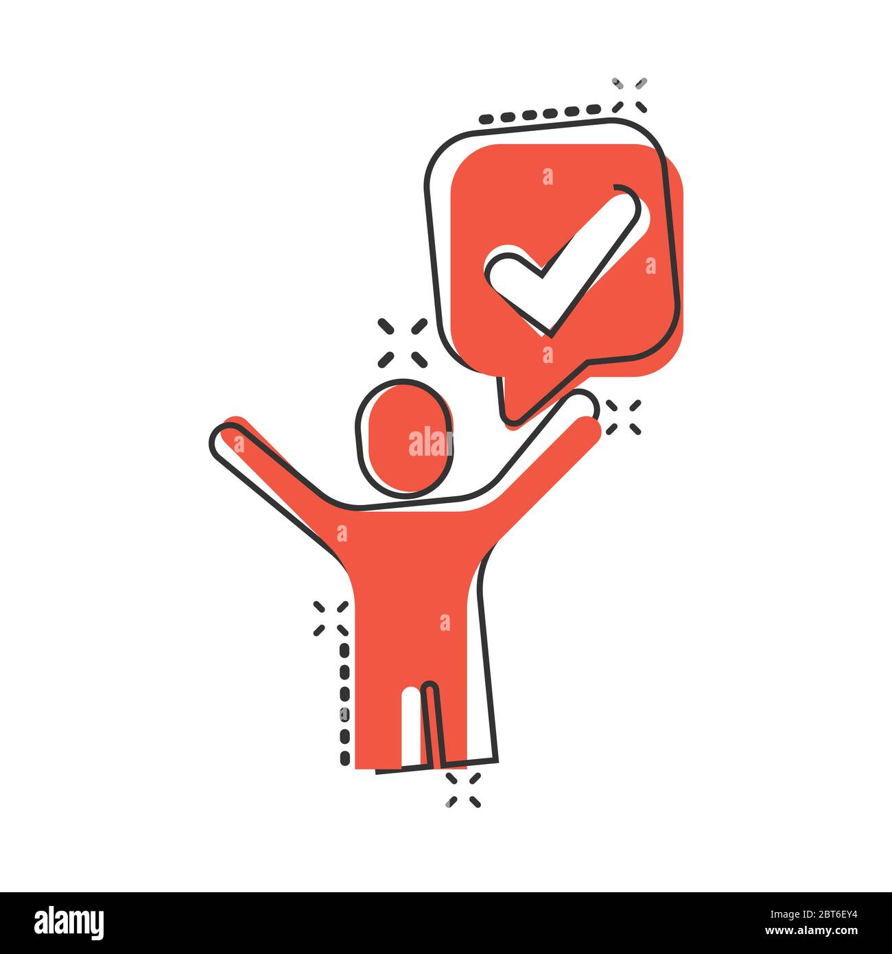 Organization management icon in comic style. People with check mark ...