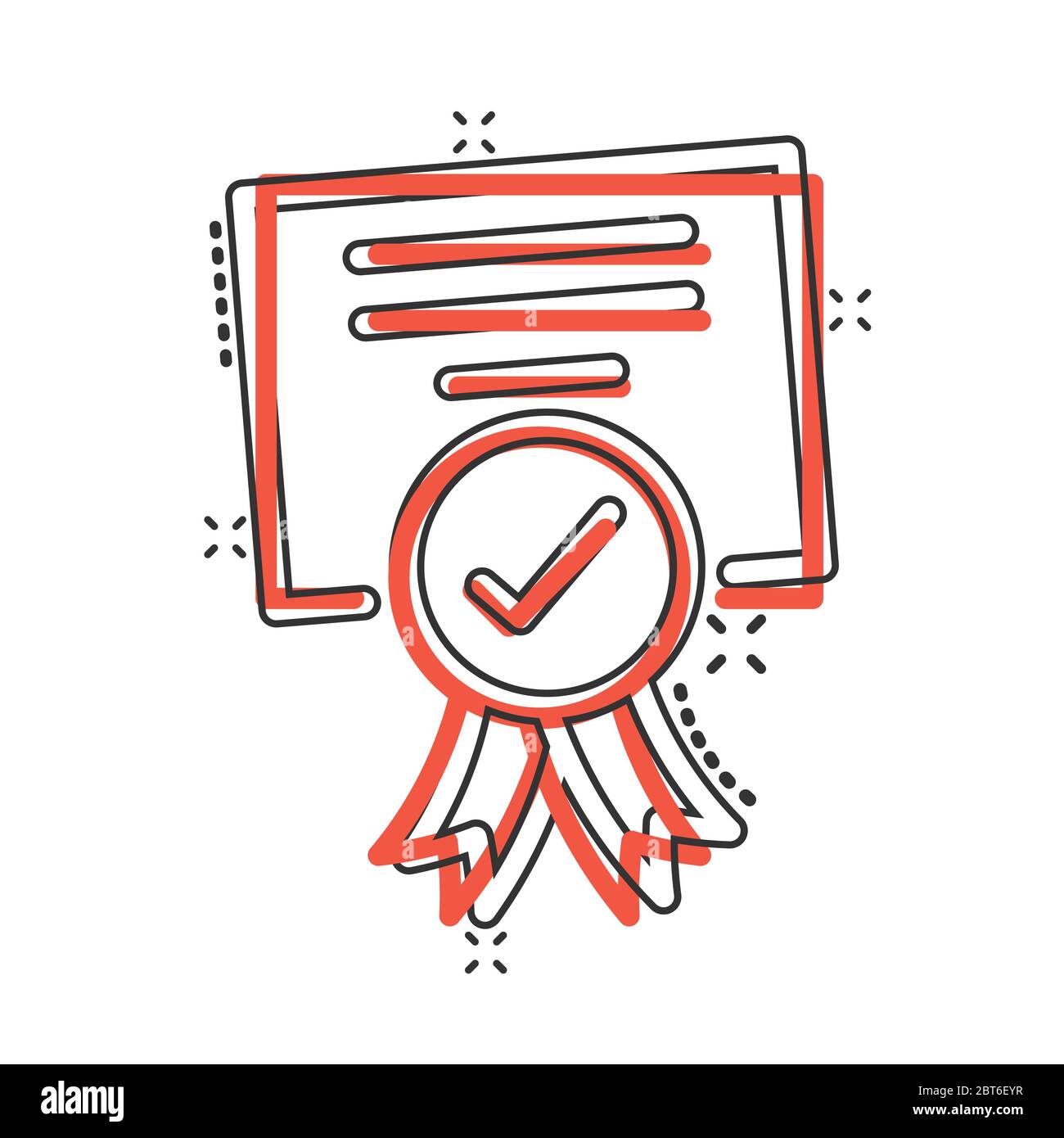 Approve certificate icon in comic style. Document check mark cartoon ...